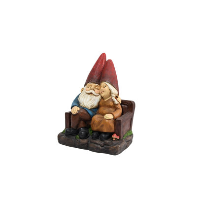 Hi-Line Gift Ltd. Whimsical Serenity: Robert & Sofia Gnome Couple on Bench, Eyes Closed in Love ...